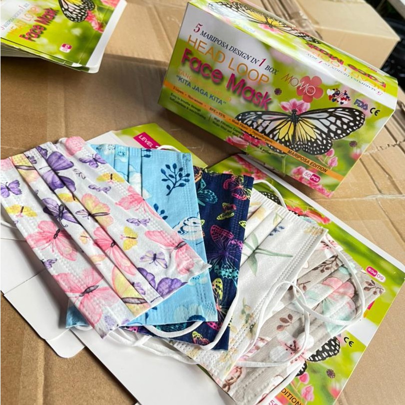 Headloop Butterfly Batik Floral Mix 5 Mix 10 Rama-Rama Adult Hijab Face ...