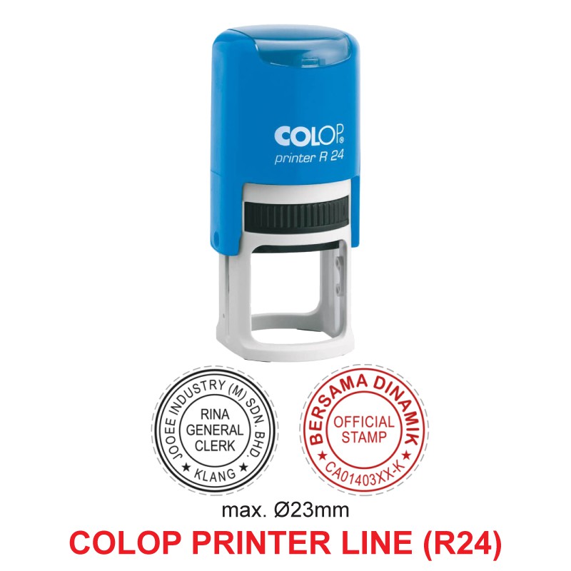 COLOP NEW Printer Personalized Self-Inking Rubber Stamp Chop R-24 R-30 ROUND COP BULAT SIAP INK ...