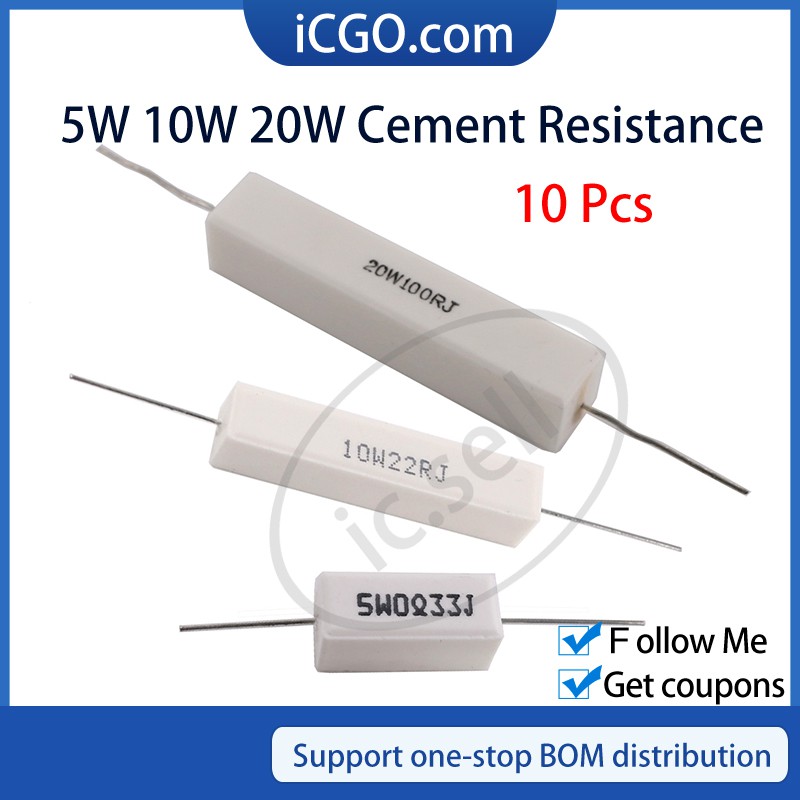 10Pcs 5W 10W 20W Cement Resistor Power Resistance 10K 12K 15K 18K 20K ...