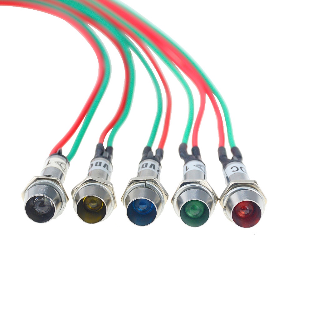1PCS XD8-1 With Line LED 8mm Metal Indicator Lights Waterproof Signal ...