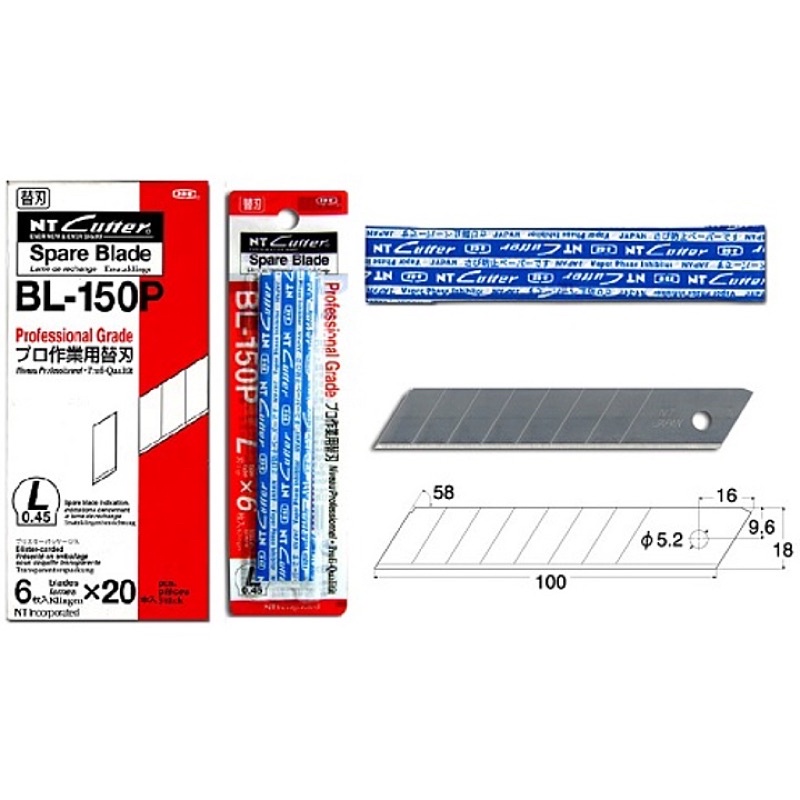 NT Cutter Spare Blade BL-150P Heavy-Duty/6 blades/ NT CUTTER REFILL ...