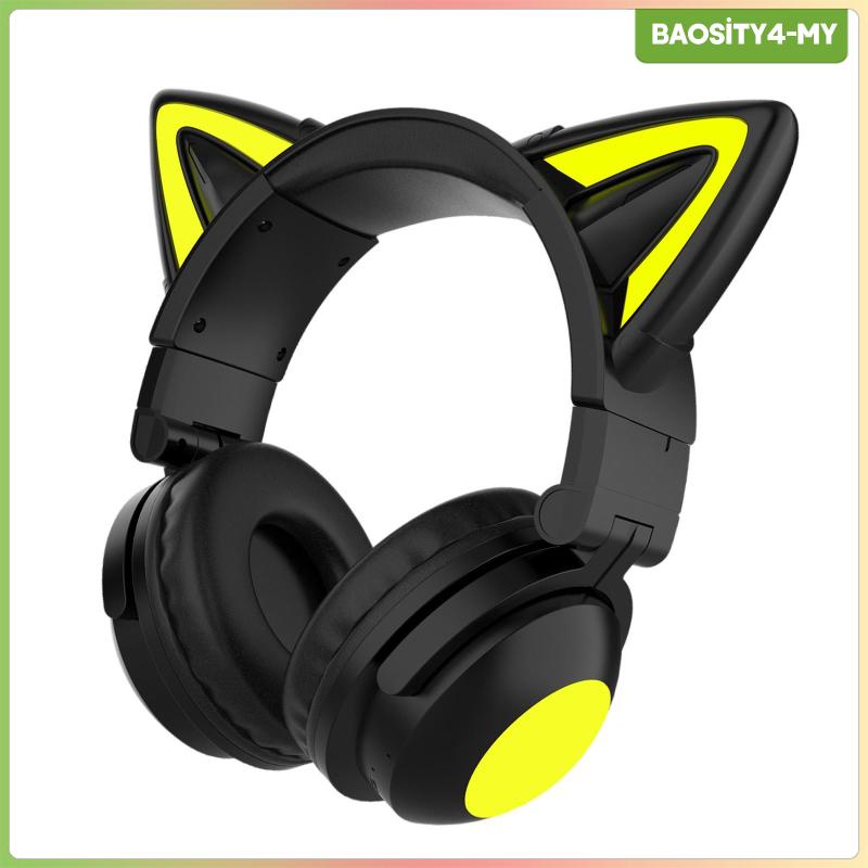 New RGB Cat Ear Headphones Blue-tooth fone Bass Noise Cancelling Adults ...