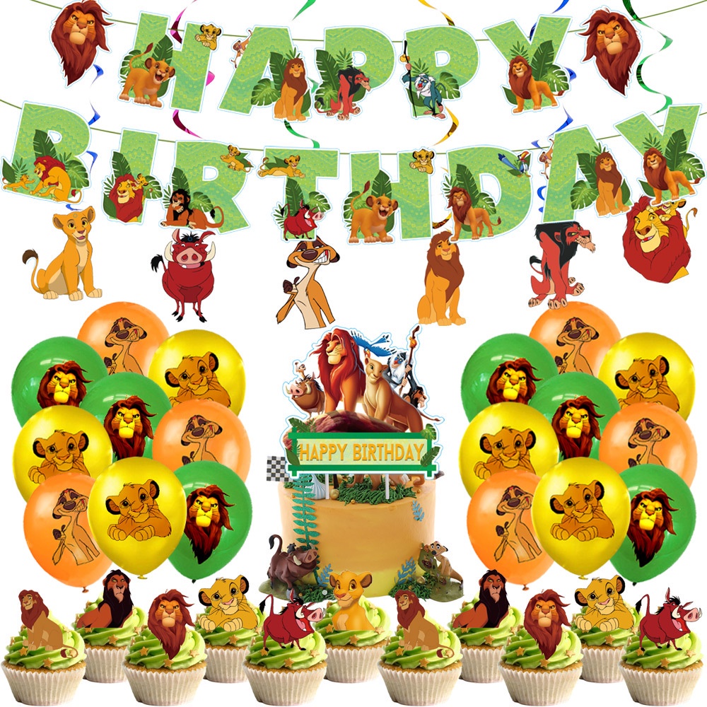 Jungle Lion King Simba Theme Banner Balloon Cake Topper Decoration ...