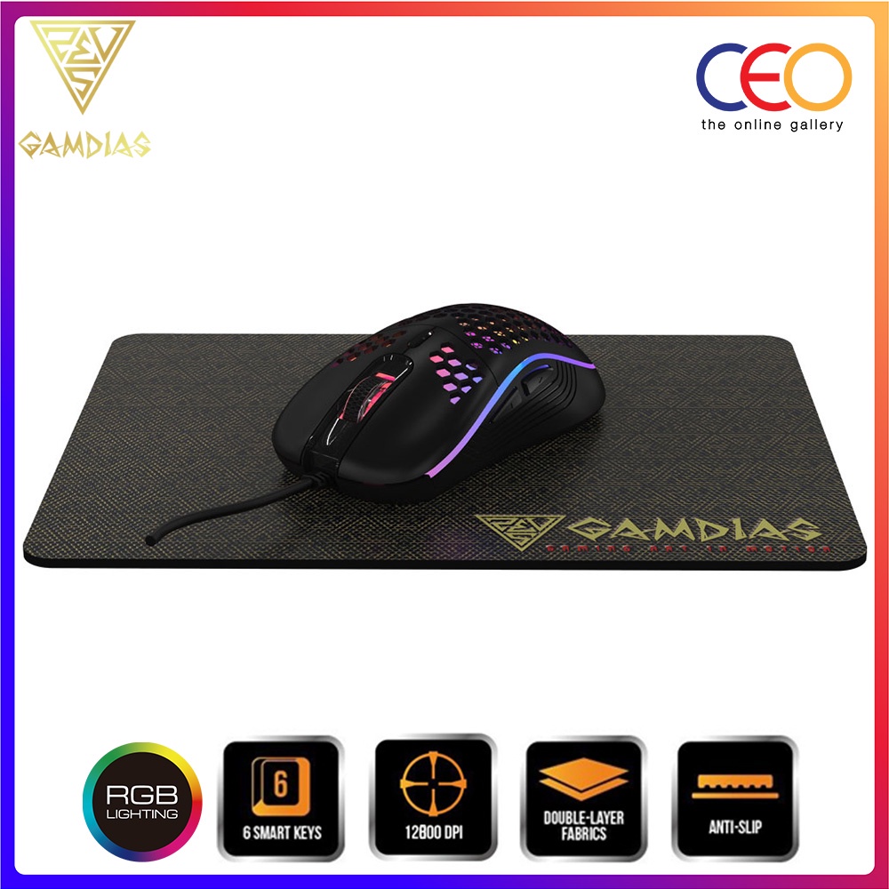 Gamdias ZEUS M4 RGB Honeycomb Optical Gaming Mouse 12800 DPI Mice Combo ...