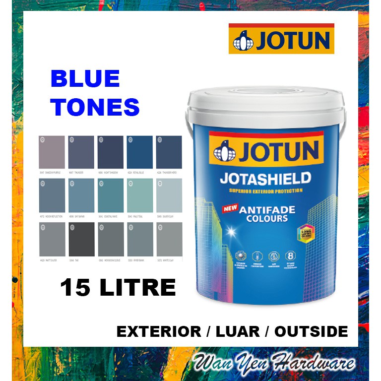 15 LITRES (BLUE TONES) JOTUN JOTASHIELD ANTIFADE COLOUR ( EXTERIOR/LUAR ...