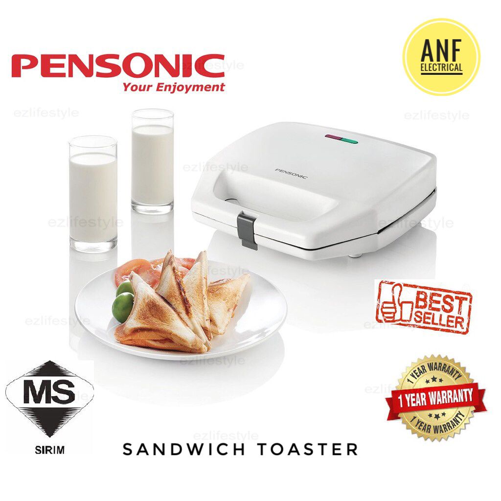 Pensonic Sandwich Maker 2 Slices Sandwich Toaster Non-stick Coated ...