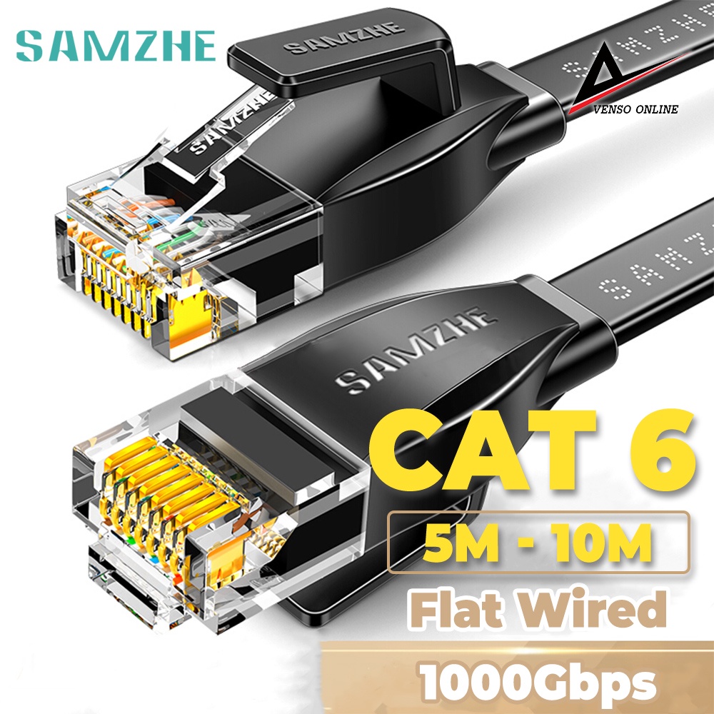 SAMZHE 5 - 10 Meter CAT6 Ethernet Cable RJ45 Lan Flat Network Patch ...