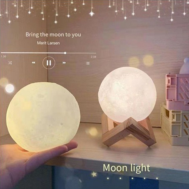 8CM -12CM LED 3D Moon Light Lamp Lunar Light Lamp Study Lamp Bedroom ...