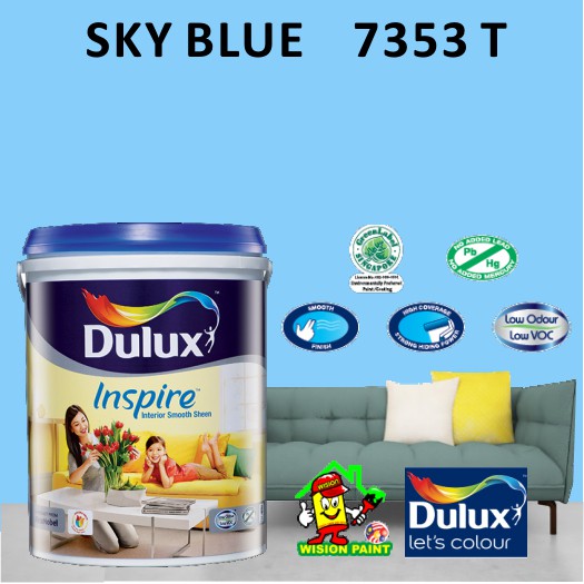 SKY BLUE 7353 T ( 1L ) DULUX INSPIRE INTERIOR SMOOTH SHEEN PAINT LOW ...