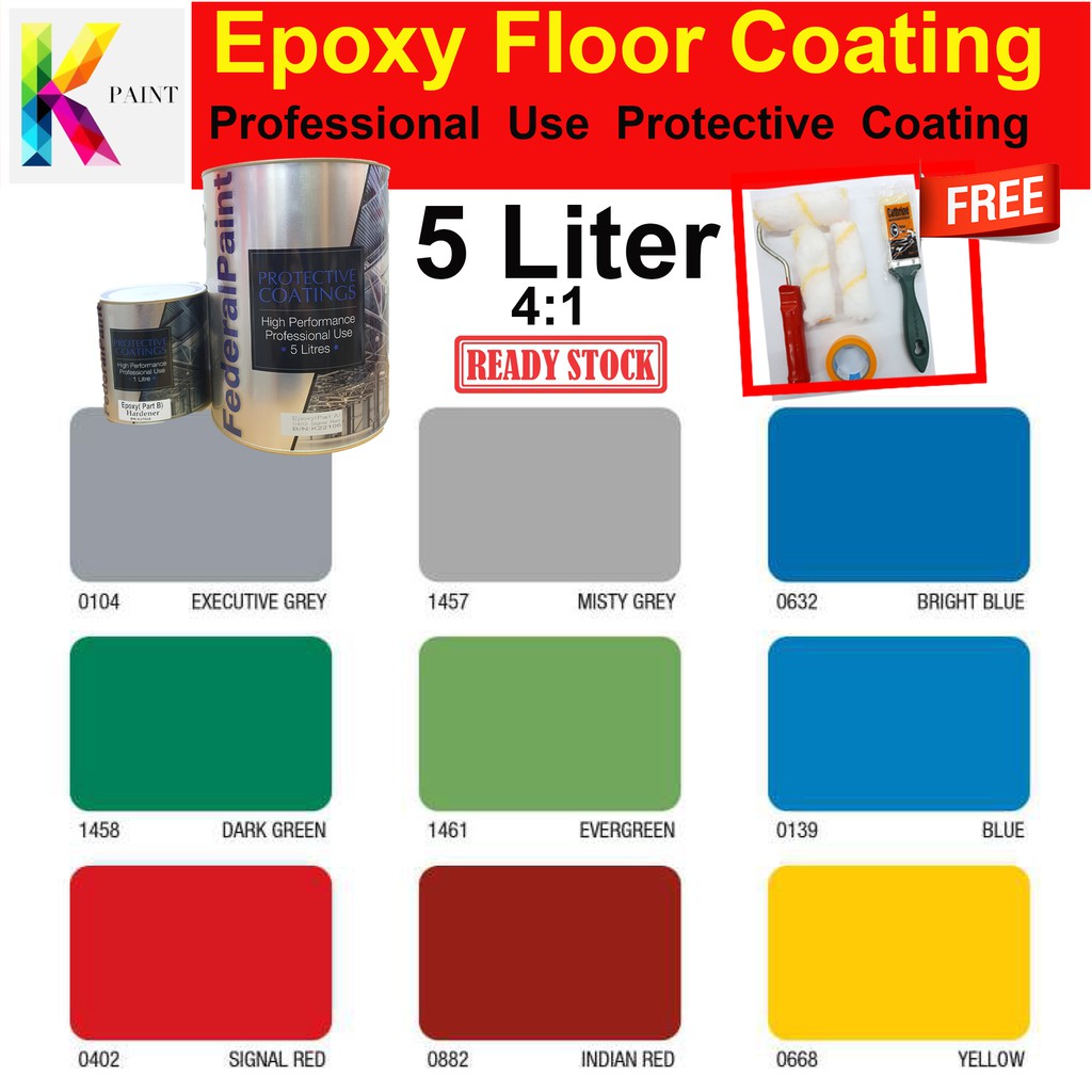 5l Epoxy Floor Coating 5Liter (4:1) / 5L Cat Epoxy Paint Epoxy Paint Cat Lantai Professional Use ...