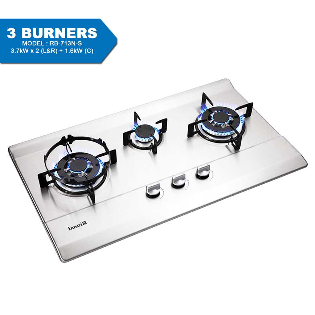 Rinnai 2-Burner2 3-Burners Stainless Steel Flexi Cut-Out Built-in Gas ...