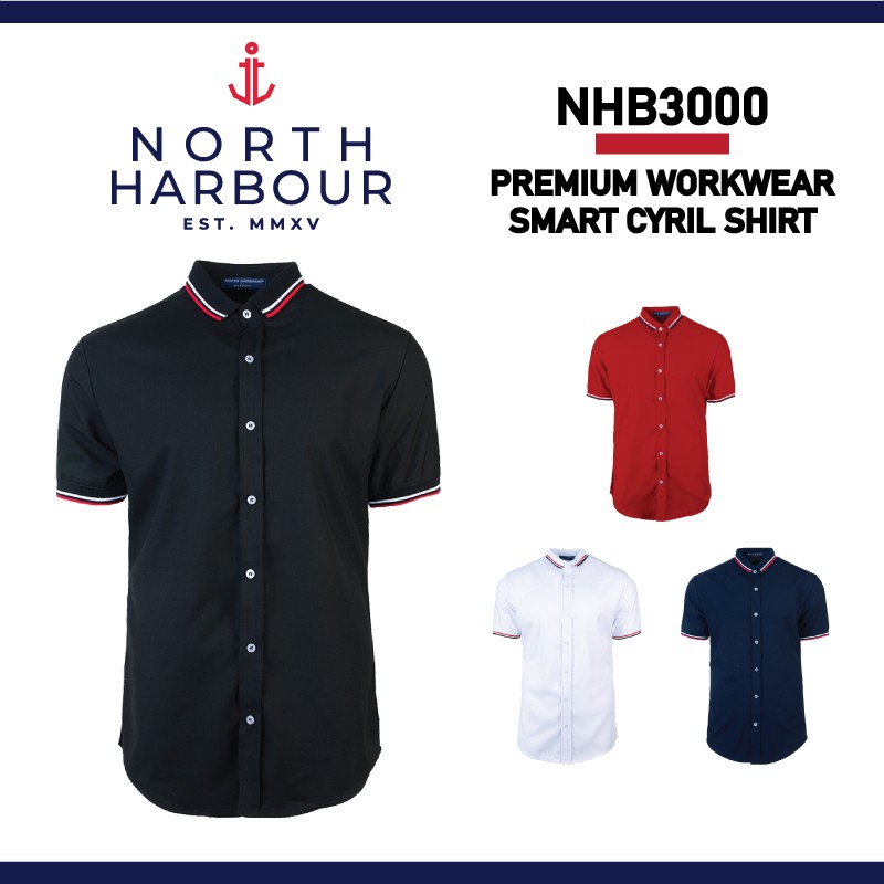 NORTH HARBOUR Unisex Corporate Cyril Business Shirt - White / Red ...