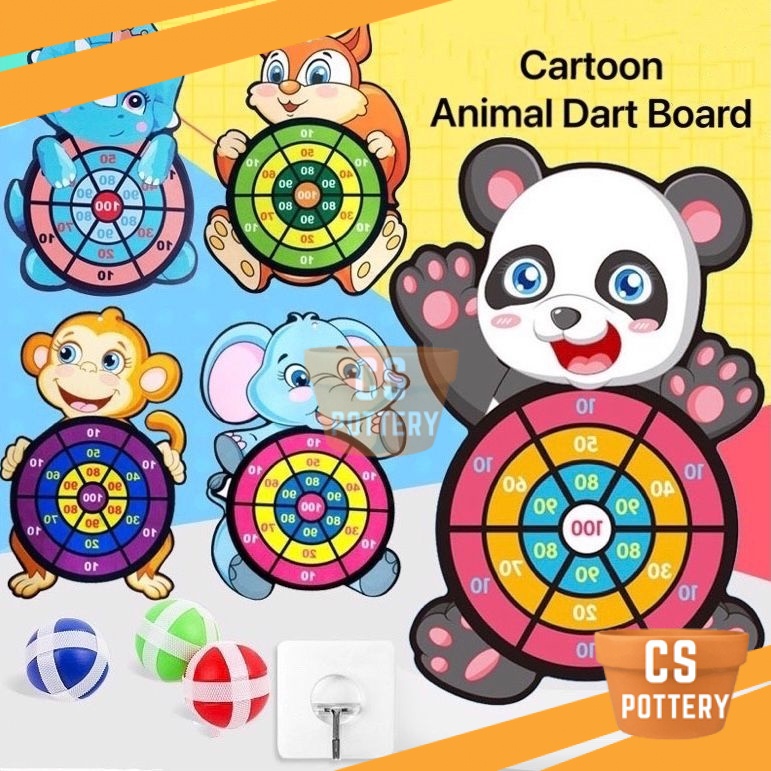 Children's Dart Ball Game Toys Fabric Sticky Animals Dart Board Toys ...