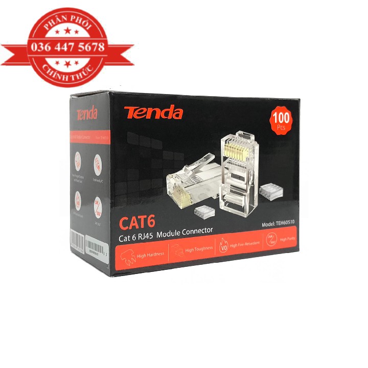 RJ45 Tenda TEH60510 CAT6 Network Snap Head (Box of 100 pieces) | Shopee ...