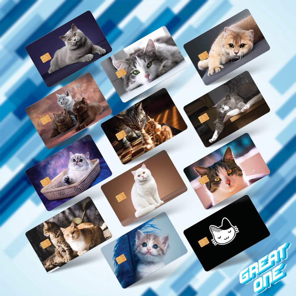 Cat Kitten ATM Bank Sticker Card Cover Access Touch n Go Skin Bank ...