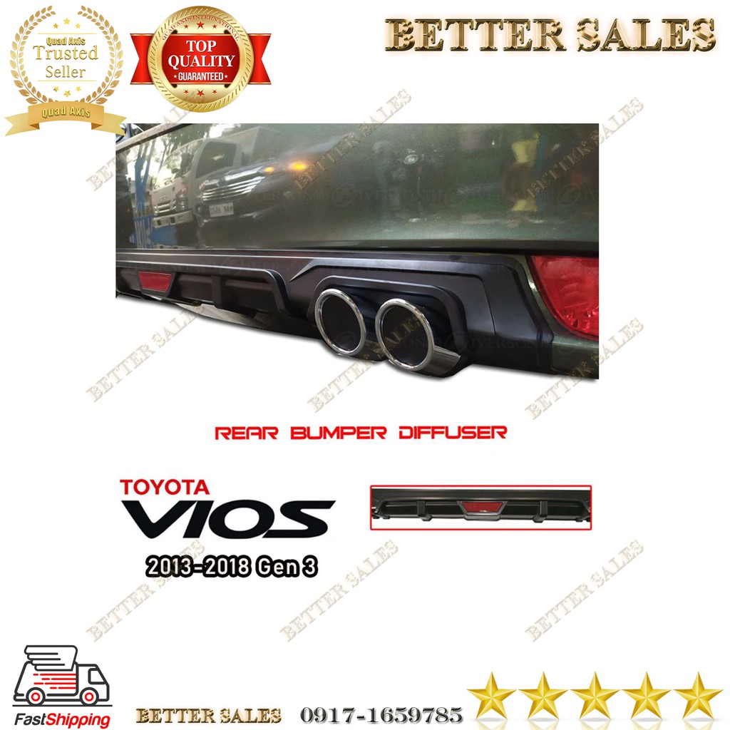 TOYOTA VIOS GEN 3 REAR BUMPER LIP DIFFUSER MATTE BLACK(2013-2018 ...