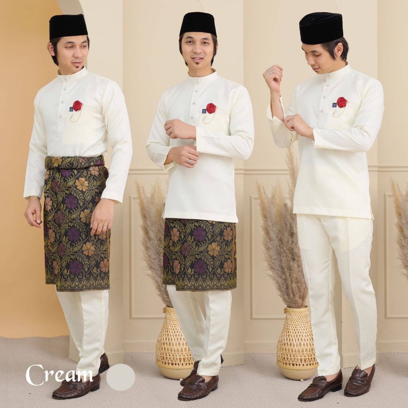 [ CREAM ] BAJU MELAYU SLIM FIT MATERIAL PREMIUM DUCHESS NIKAH / KAHWIN ...