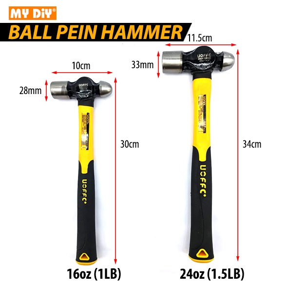 MYDIYHOMEDEPOT - UOFFC BALL PEIN HAMMER DROP FORGED FIBERGLASS HANDLE ...