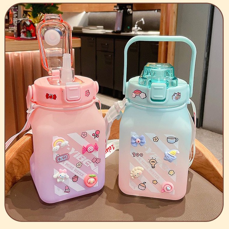 1500ML Botol Air Viral Straw 4xFree Gifts Botol Air Budak Cute Water ...