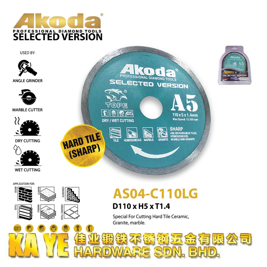 Akoda Selected Version AS04-C110LG Diamond Cutting Blade Disc 4" (A5 ...