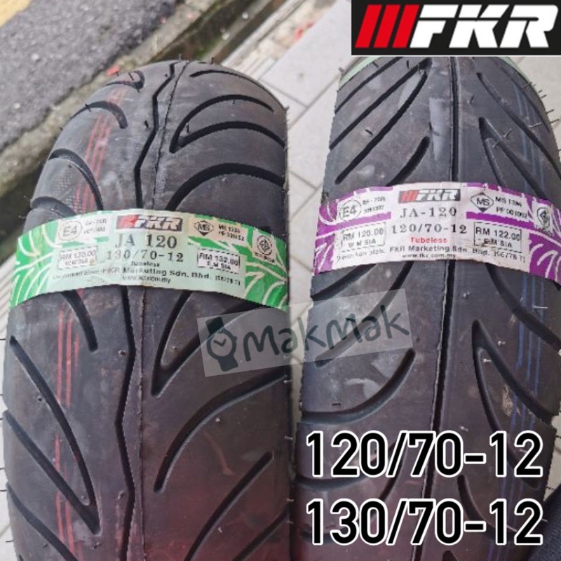 TAYAR FKR JA120 120/70-12 , 130/70-12 Tubeless Tyre Scooter | Shopee ...