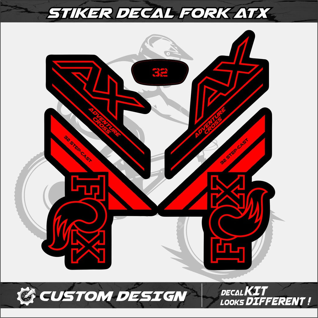 MERAH HITAM Sticker DECAL Bike FORK FOX ATX Black Red Glue STICKER ...