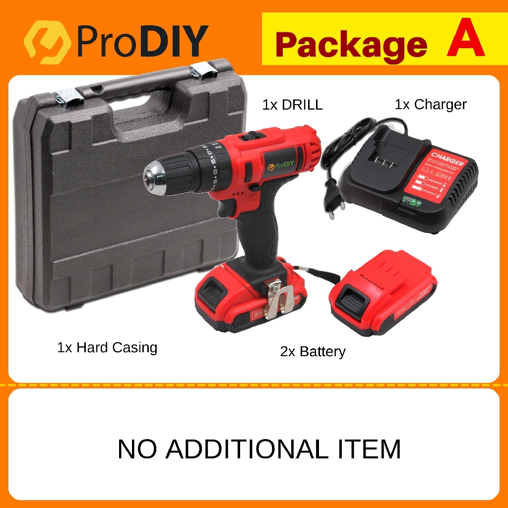 Prodiy 24v Cordless Hammer Drill Screwdriver 3 Mode 18 Torque 2 Speed