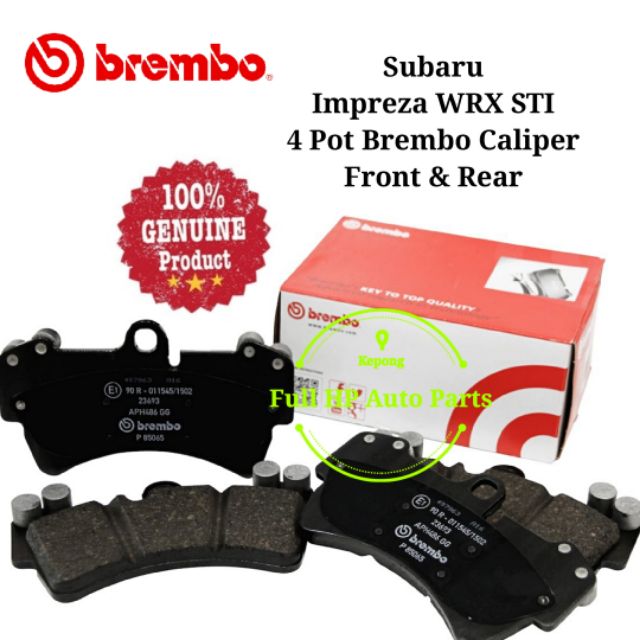 Original Brembo Brake Pad - Subaru Impreza WRX STI 4 Pot Brembo Caliper / F50 Big 4 Pot / F40 ...