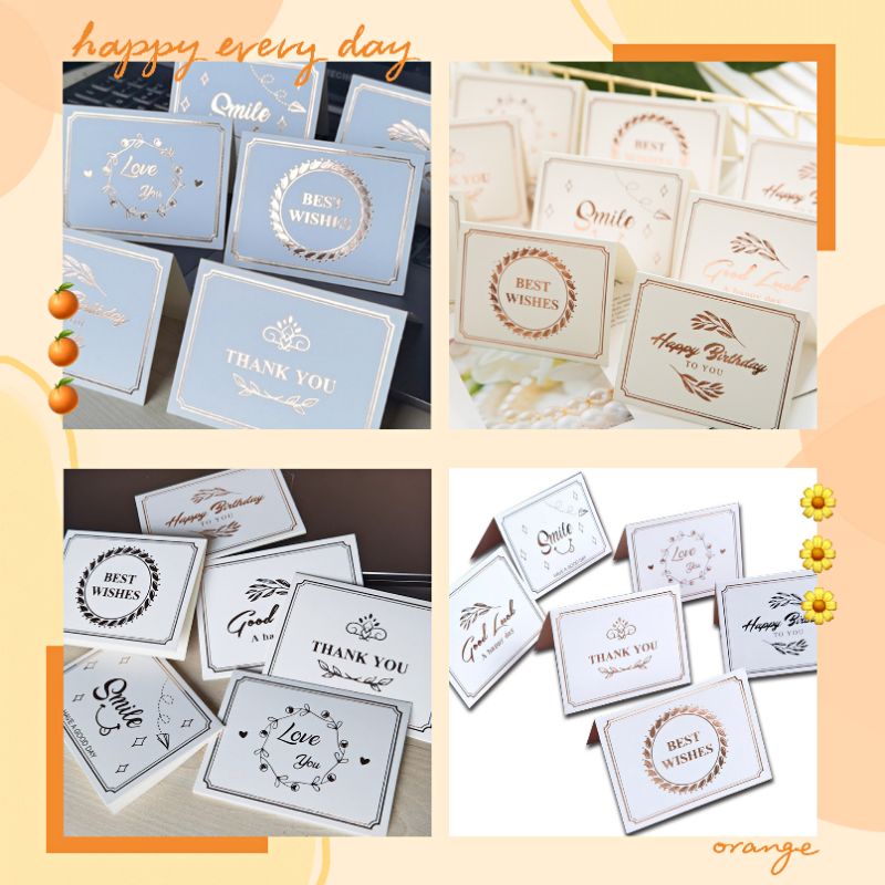 10Pcs Greeting Card Red Gold Stamping Wish Card Thank You Card Gift ...