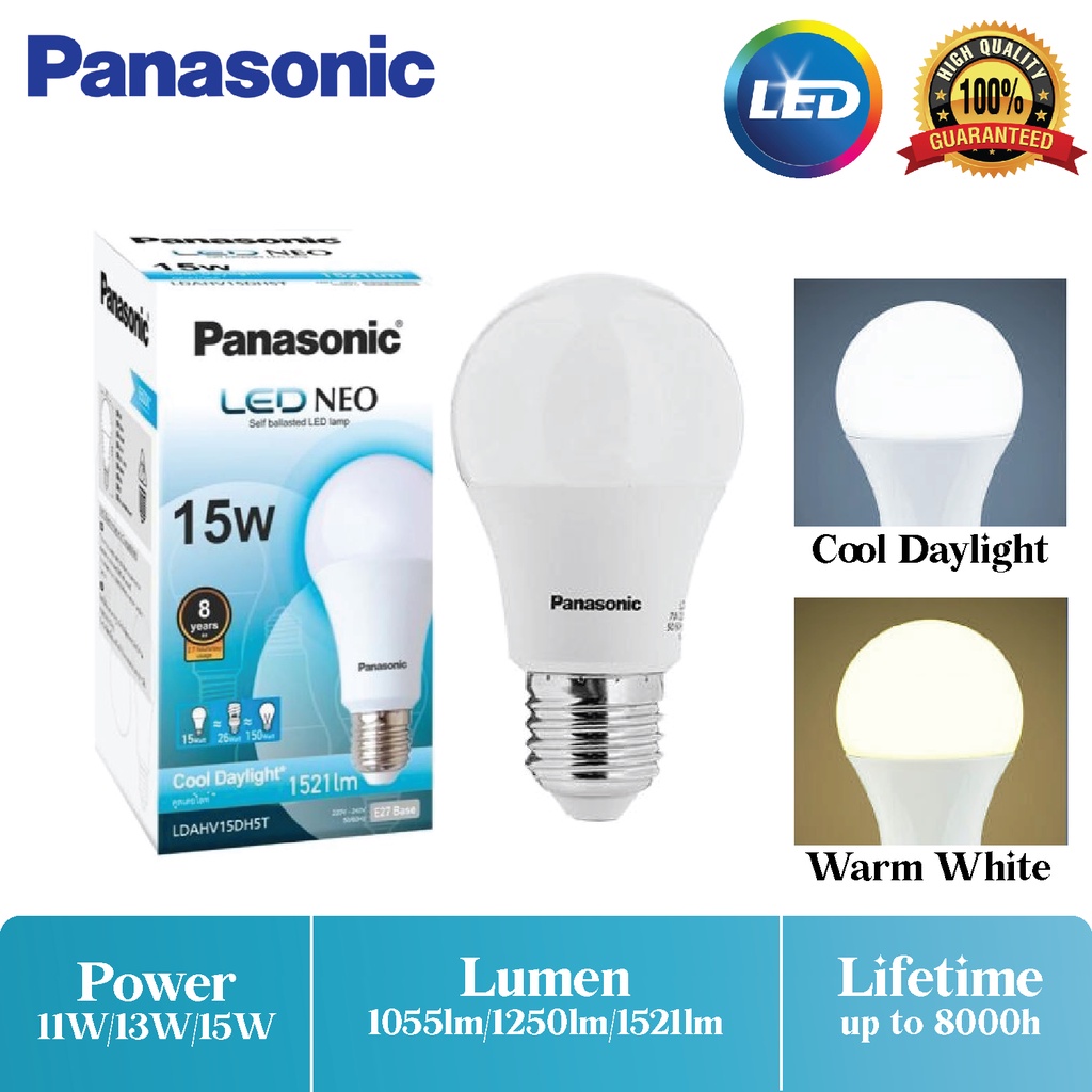 PANASONIC LED BULB NEO 11W , 13W & 15W (Cool daylight , warm white ...