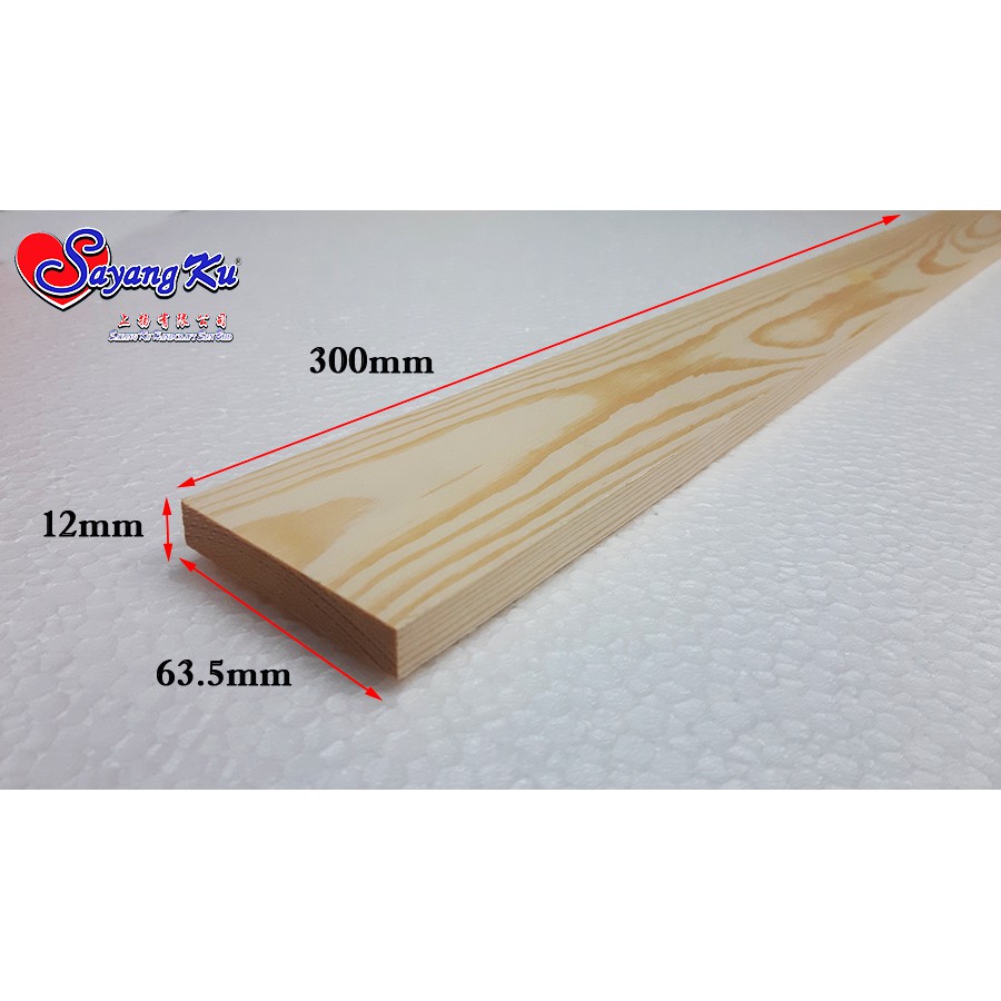 (Hot)12mm x 63.5mm [300 / 600 / 750mm] Papan Kayu / Pine Wood Wooden ...