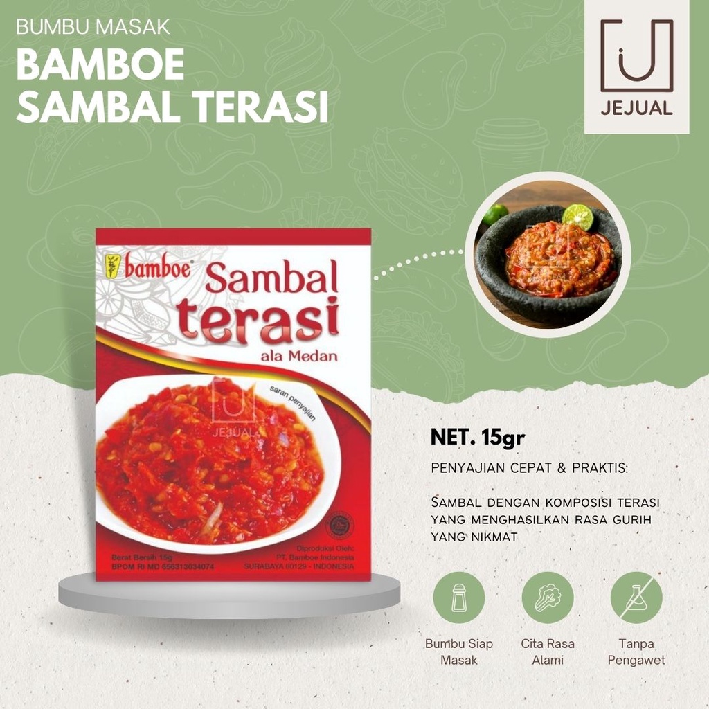 Bamboe SAMBAL TERASI 15g Ready to Eat/Instant SAMBAL Tration Sachet ...
