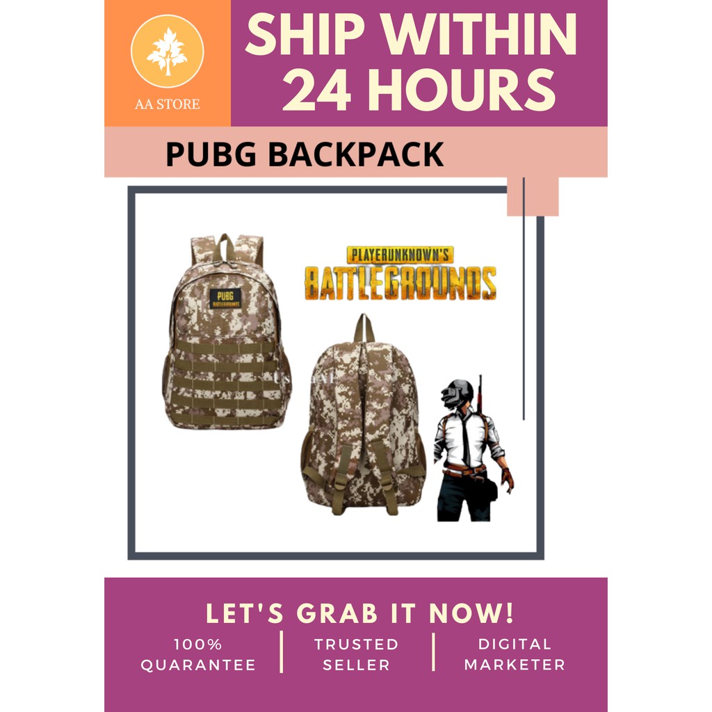 PUBG Bag Backpack Gamer Outdoor Army Bag Pack Military Gaming Battle Grounds Canvas | Shopee ...
