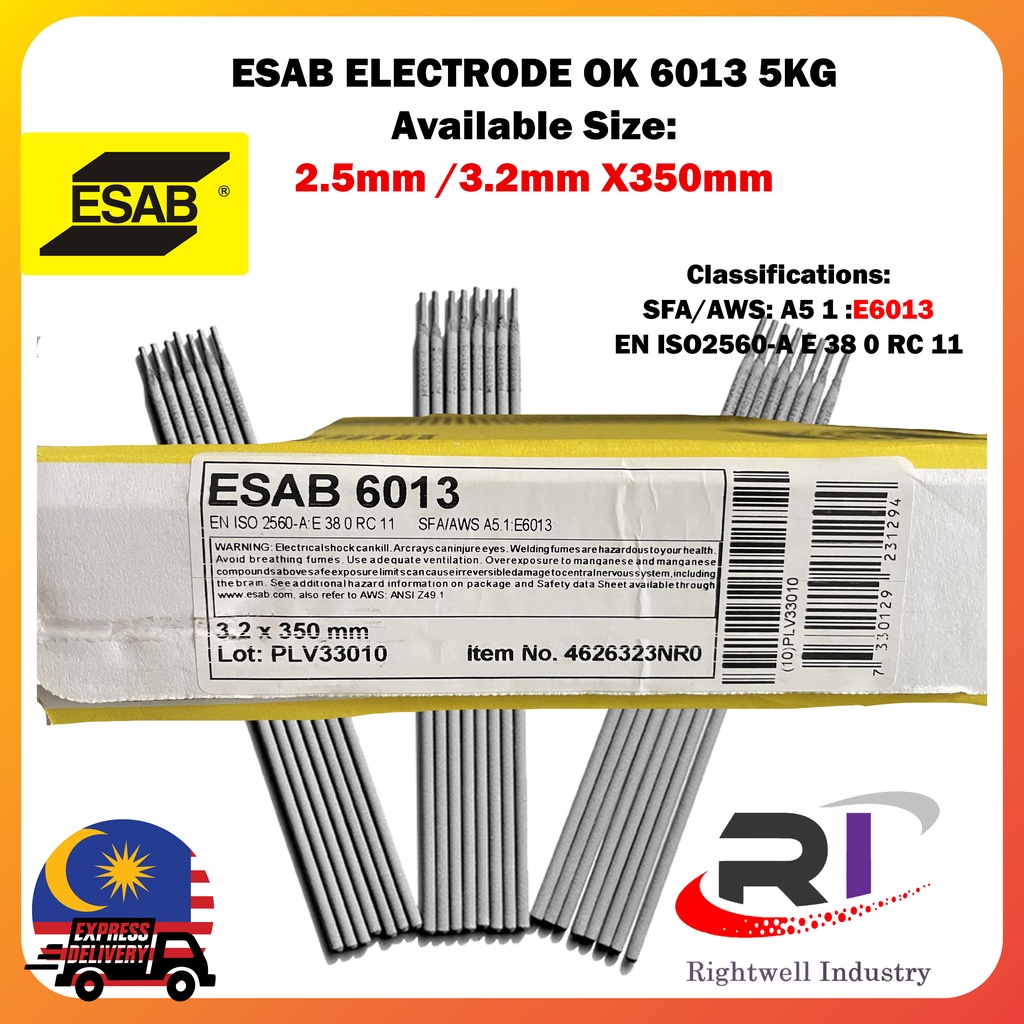 ESAB Welding Electrode 6013 Mild Steel (10 Stick / Batang) | Shopee ...