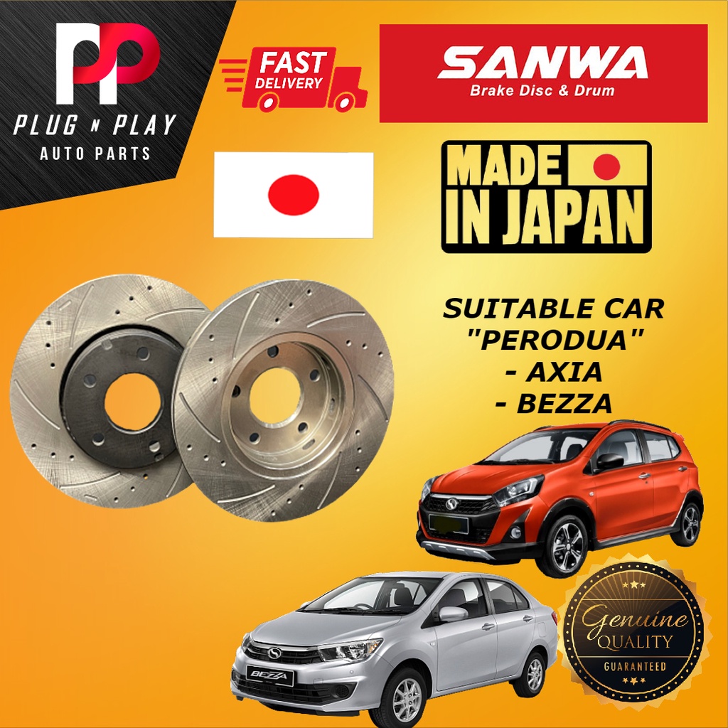 PERODUA AXIA, BEZZA FRONT DISC ROTOR SPORT SLOTTED & DRILLED MADE IN ...
