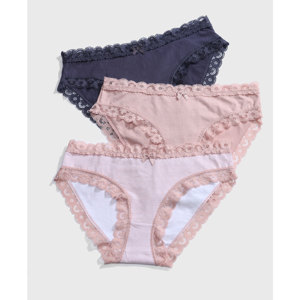 Pierre Cardin 3 PC Pack Pink Stripes Cotton Lace Midi 507-6810C ...