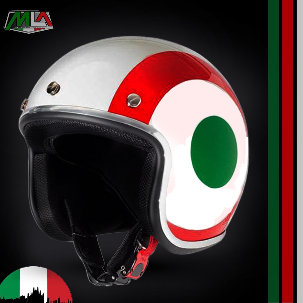 Adult Bogo Helmet with Italian Vespa Flag Motif Chrome Trim PREMIUM SNI ...
