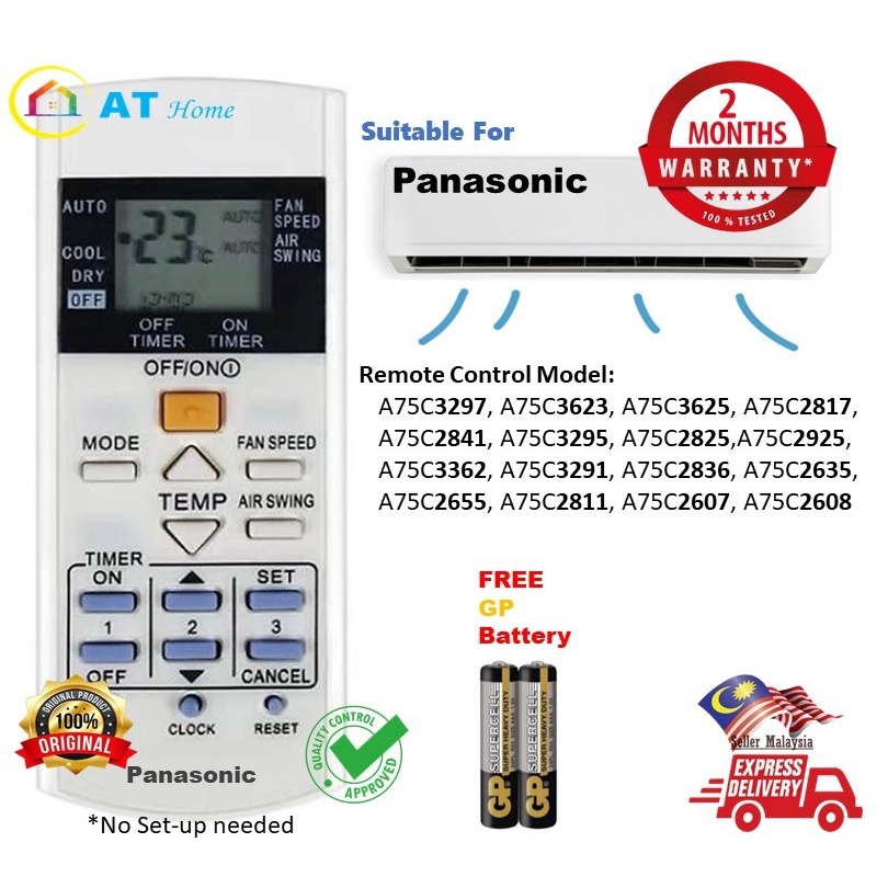 PANASONIC Original Aircon Remote Control A75C3297, A75C3623, A75C3625 ...
