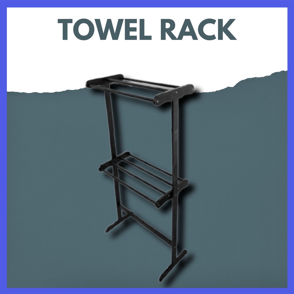 AMPAIAN TUALA RAK TUALA KAYU RAK SEJADAH WOODEN TOWEL RACK WOOD 2 TIER ...