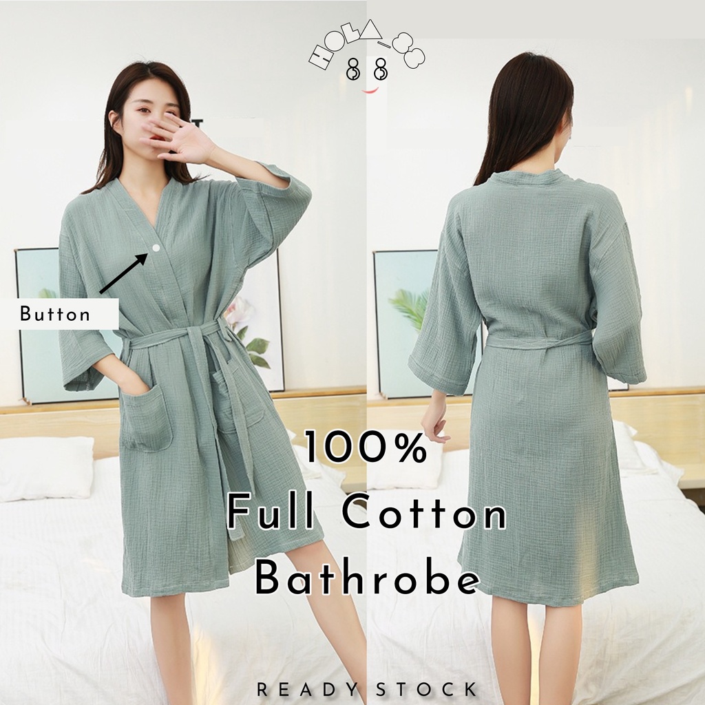 Summer Comfortable Bathrobe Towel 100% Full Cotton With Button Female ...