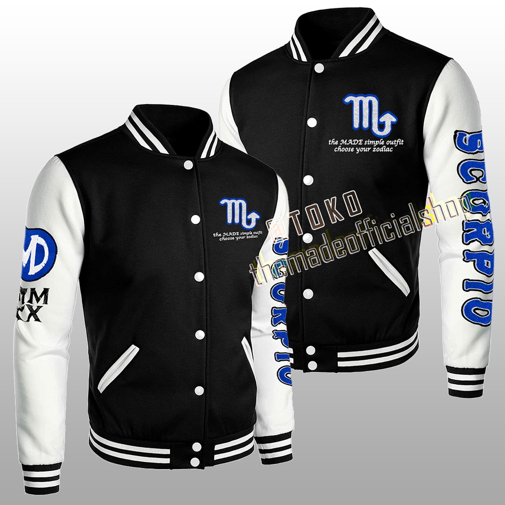 Varsity Baseball Bomber Jacket Original Zodiac Motif Full Embroidery ...