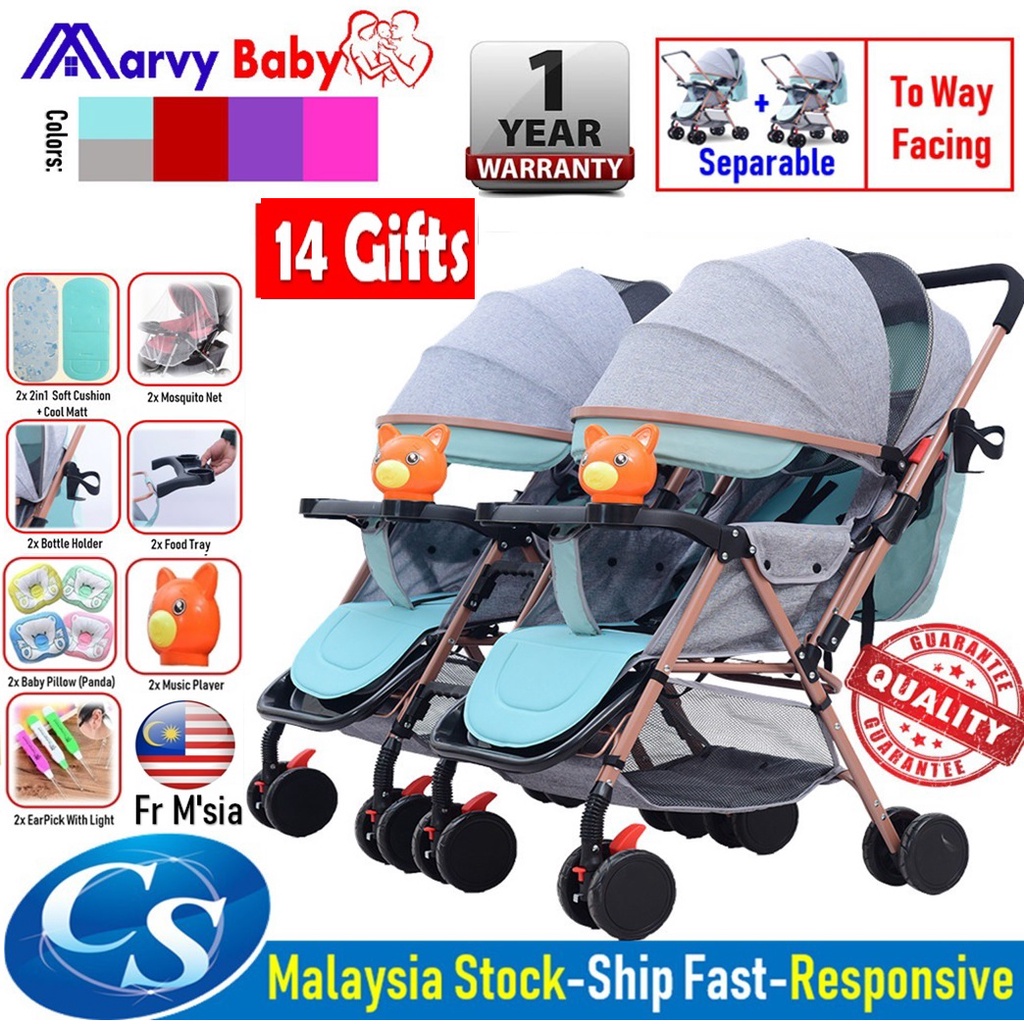 MarvyBaby HY6603 Luxury Separable Twin Twins Stroller 2 Two Way Facing ...