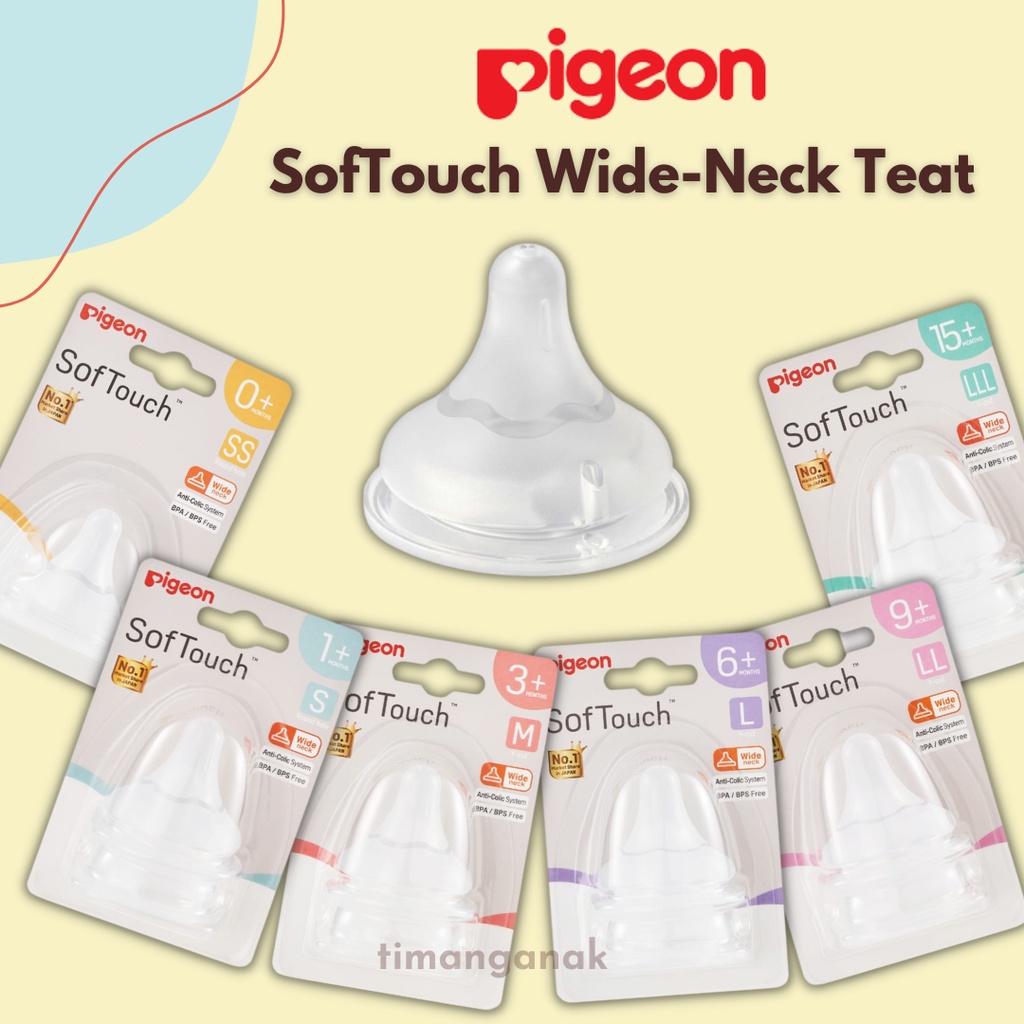 Original Pigeon Teat / Puting Pigeon / Pigeon SofTouch Wide-Neck Teat ...