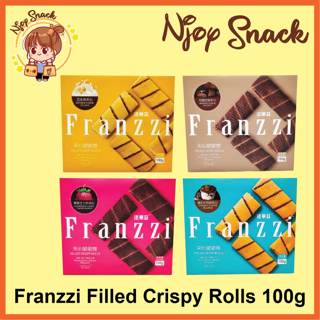 100g FRANZZI FILLED CRISPY ROLLS (SOY MILK / BROWNIE / TIRAMISU ...