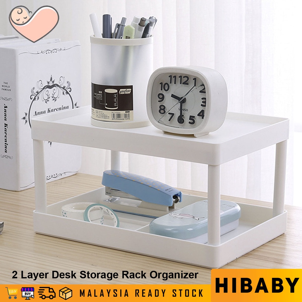 HIBABY Muji Style 2 Layer Cosmetics Storage Rack Office Shelf Desk ...