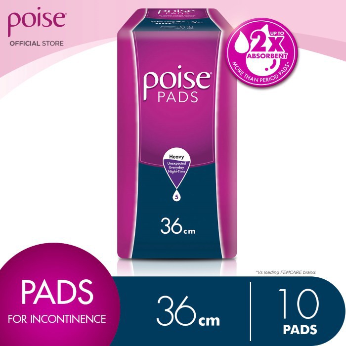 Poise Pads Extra Long Plus Non Wing Incontinence (36cm/10 Pcs) | Shopee ...