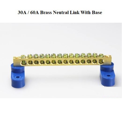 30A NEUTRAL LINK / NEUTRAL LINK BAR / SCREW BRASS BAR WITH BASE - 4, 5 ...
