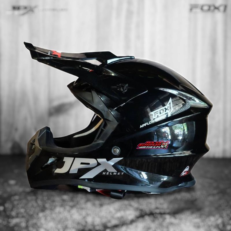 HITAM Jpx CROSS BLACK METALLIC HELM ORI CROSS JPX FOX 1 BLACK TRAIL ...