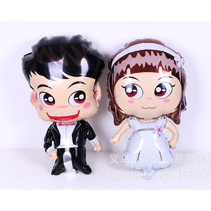 Clear Stock Big Floating Balloon Bride And Groom-Girl 80 x 100 cm ...