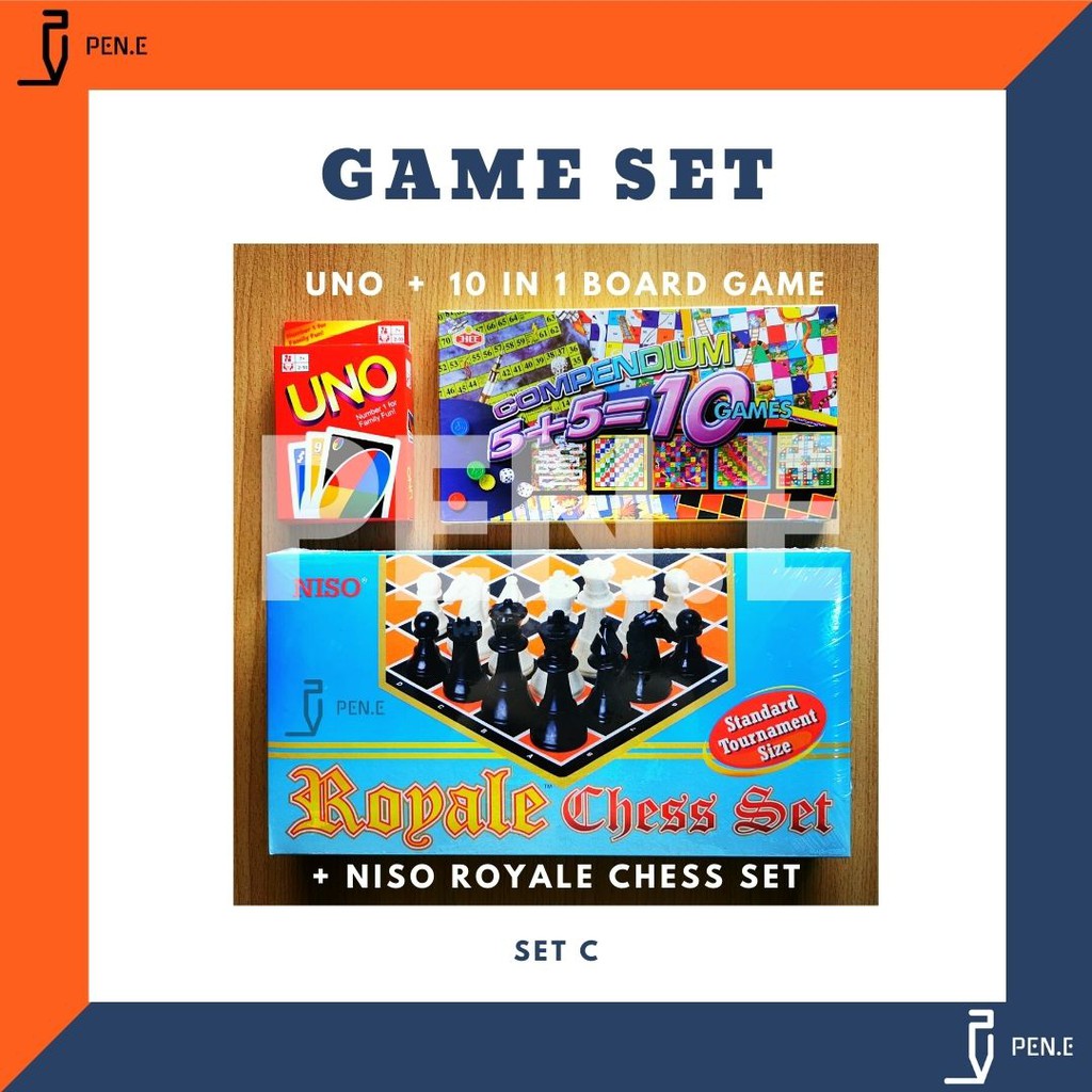 UNO CARD + 10IN1 BOARD GAME + CHESS SET (kad mainan kanak-kanak ...